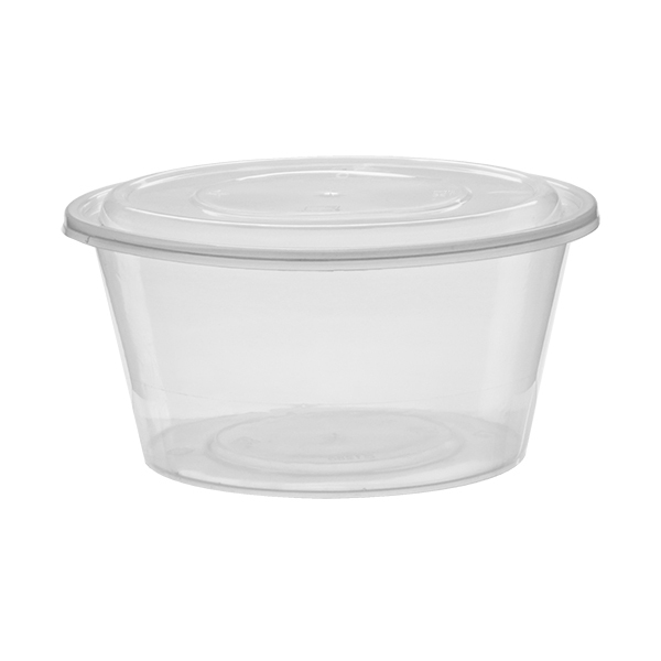 1250ml Round Plastic Container Set BLACK/CLEAR – The Packaging Corp.